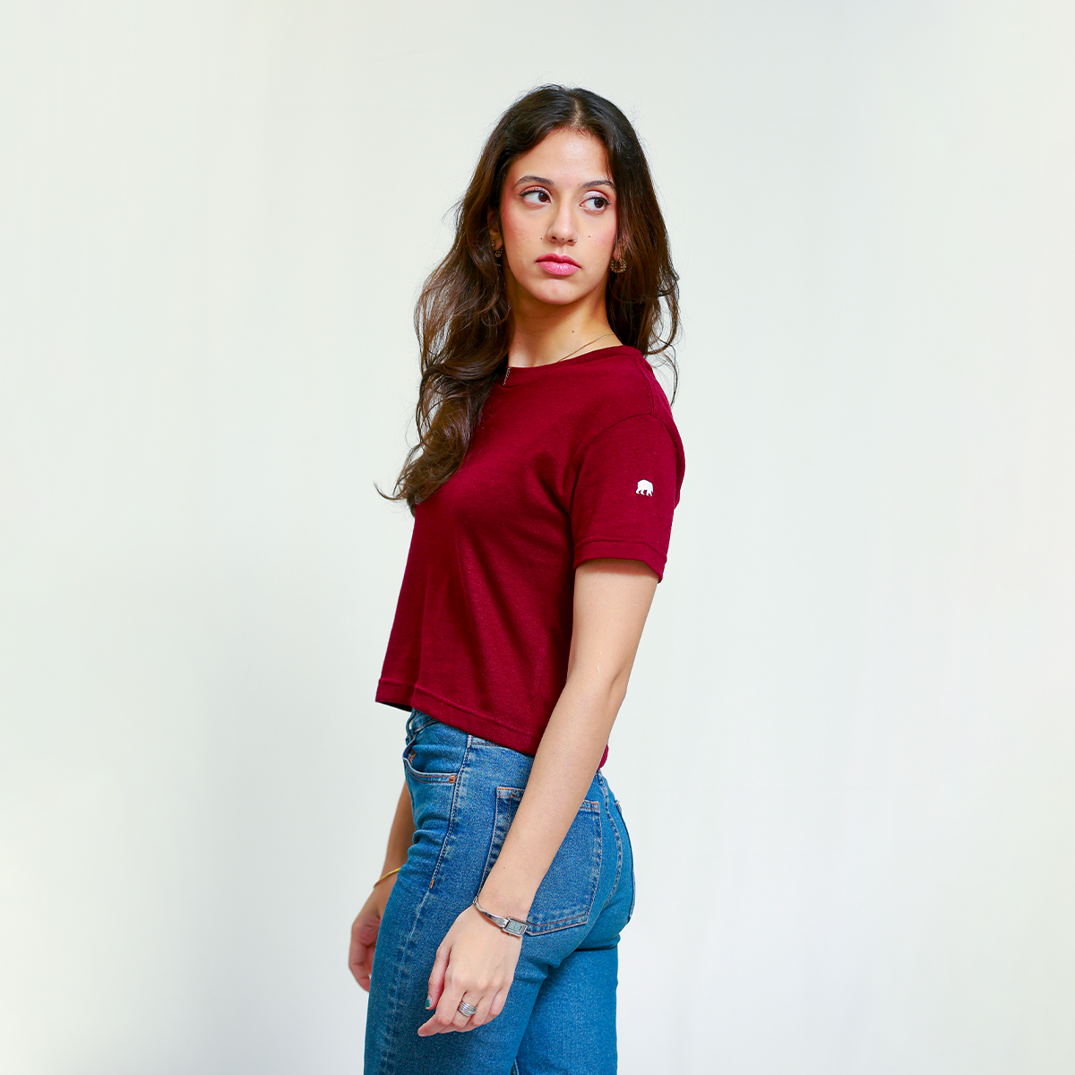 Burgundy Cropped Top | LEKSI Pakistan - Clothing Store
