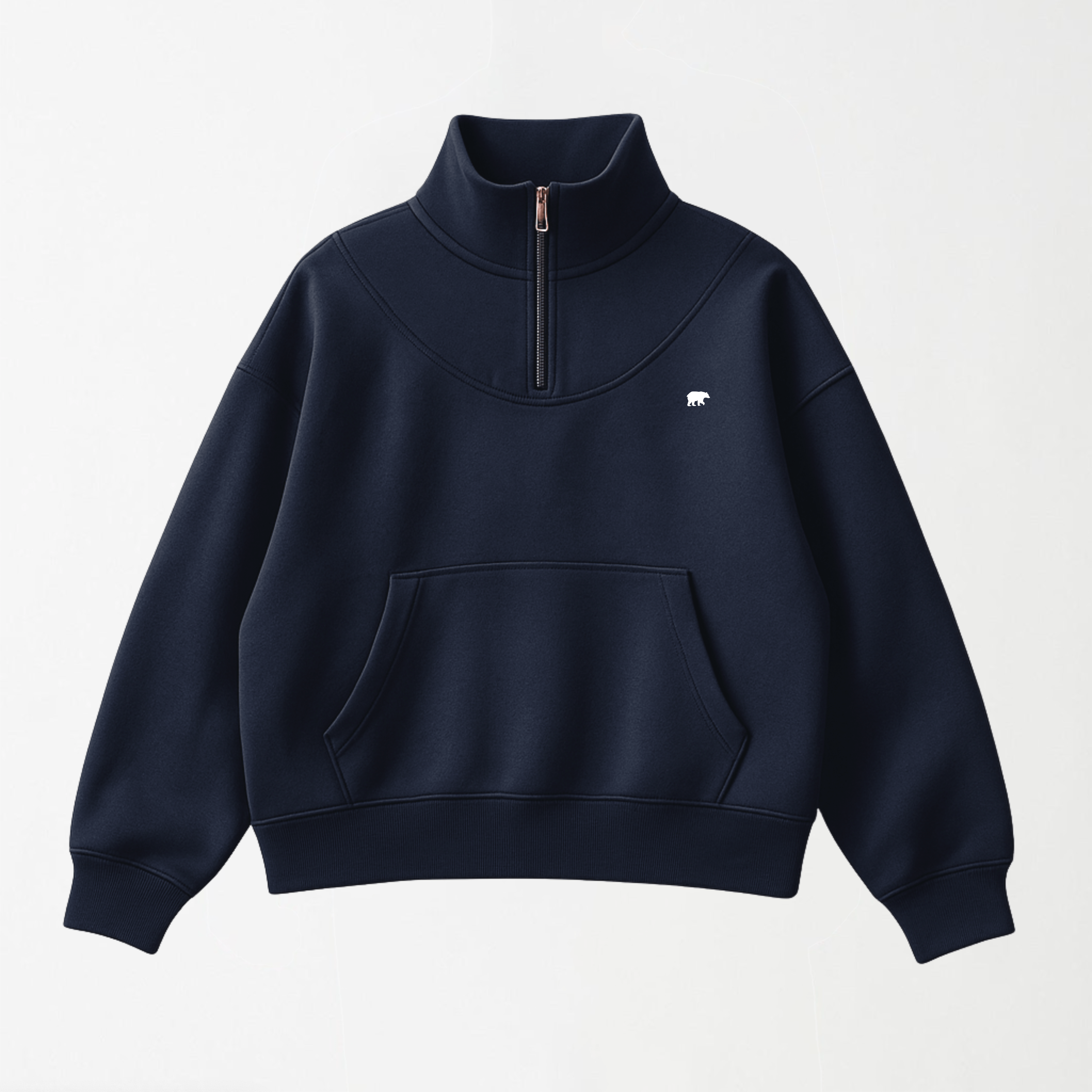 Oversized Navy Funnel Neck Unisex Quarter Zip – LEKSI